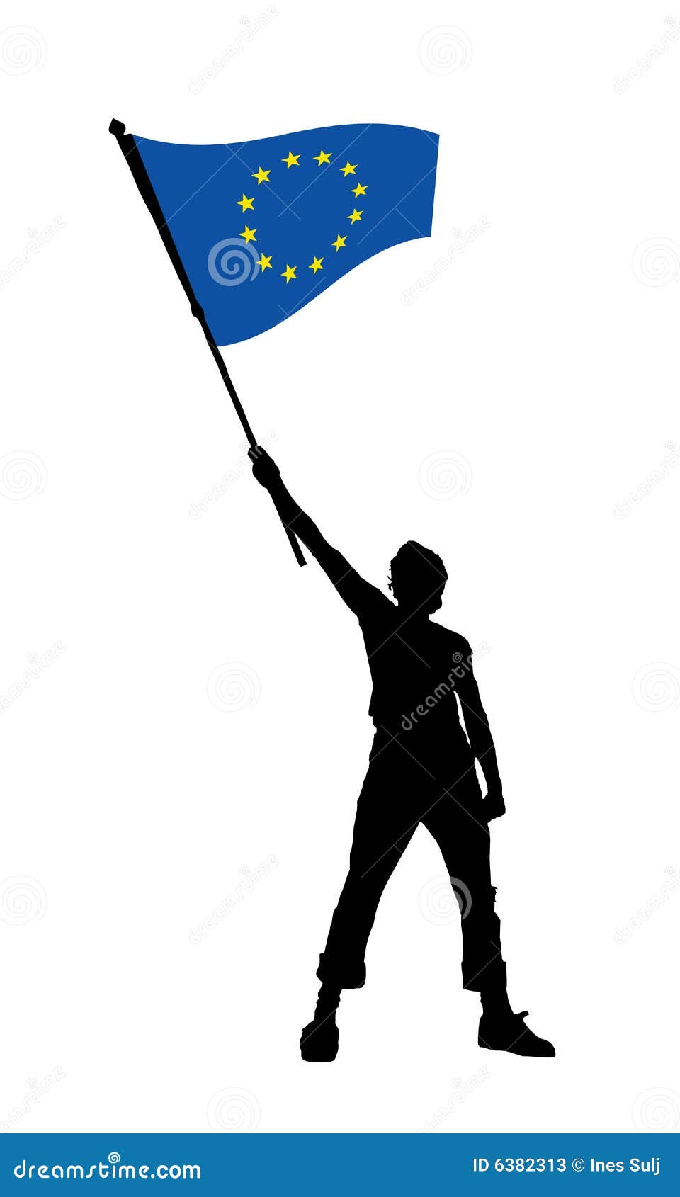 Man Holding a Flag of Europe, Vector Illustration Stock Vector ...