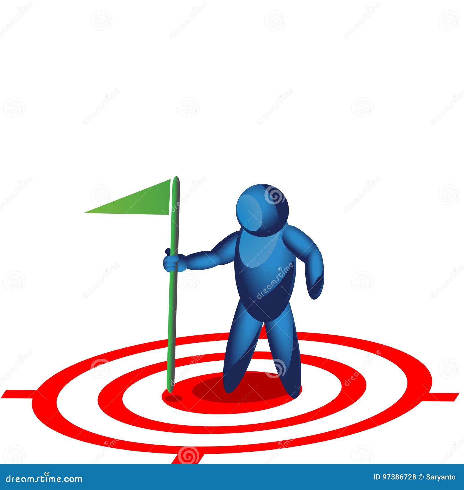 Man Holding a Flag on the Target Icon Stock Vector - Illustration of ...