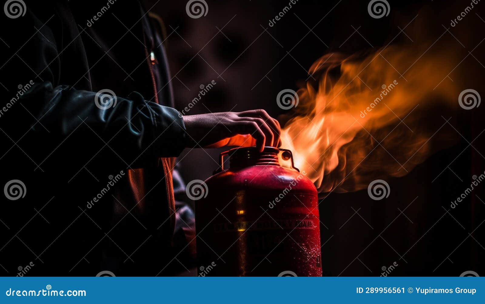 A Man Holding a Flame, Working in a Burning Factory Generated by AI ...
