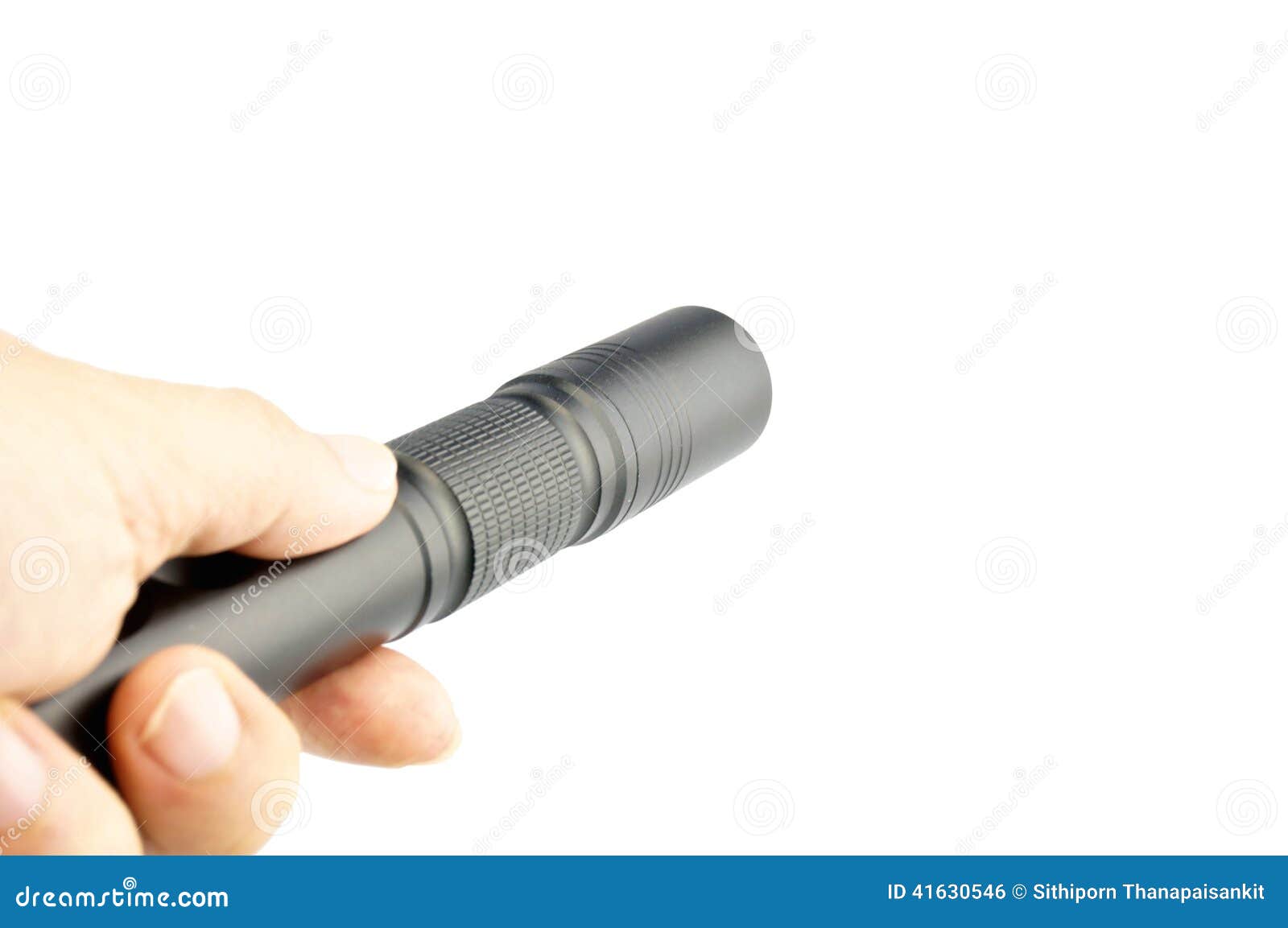 Man Holding Flashlight To Find Something Isolated Stock Photo - Image ...