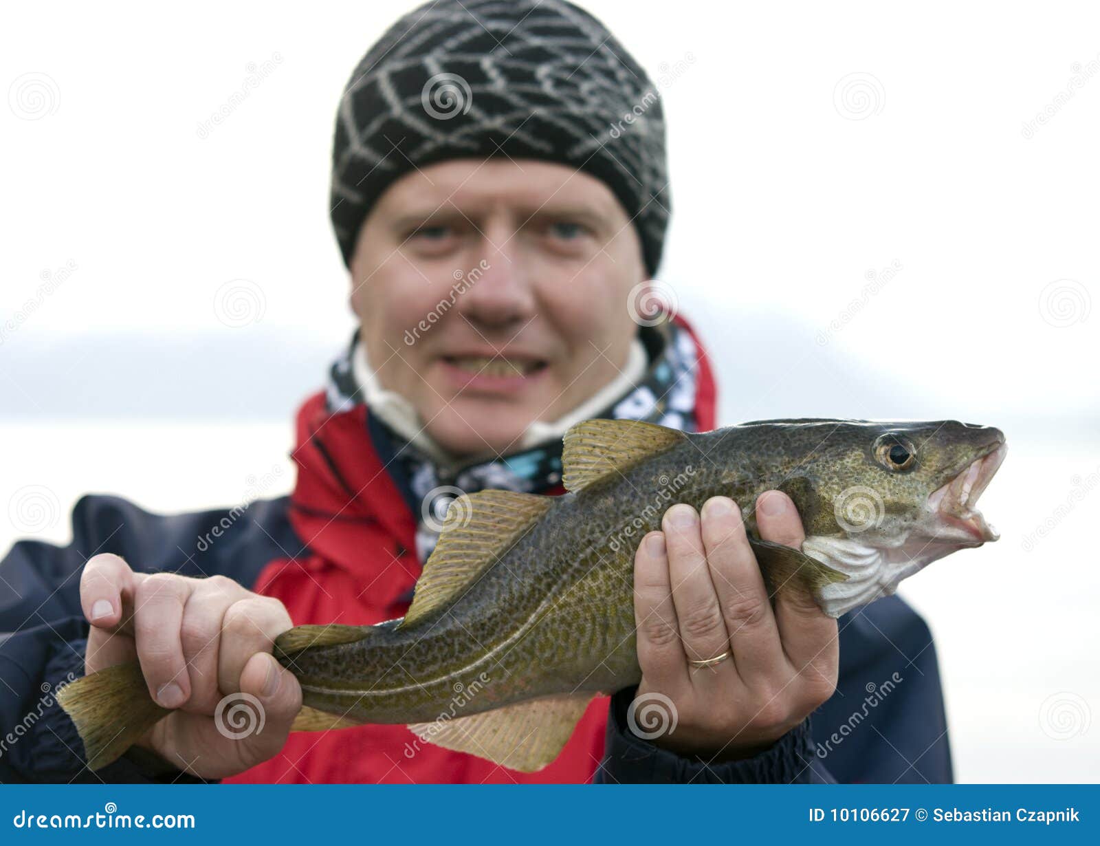 Man holding fresh cod fish stock image. Image of hold - 10106627