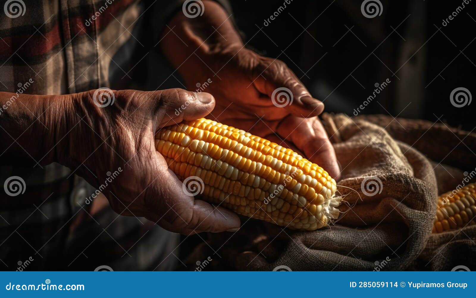 A Man Holding Fresh Corn, a Healthy Vegetarian Meal Outdoors Generated ...