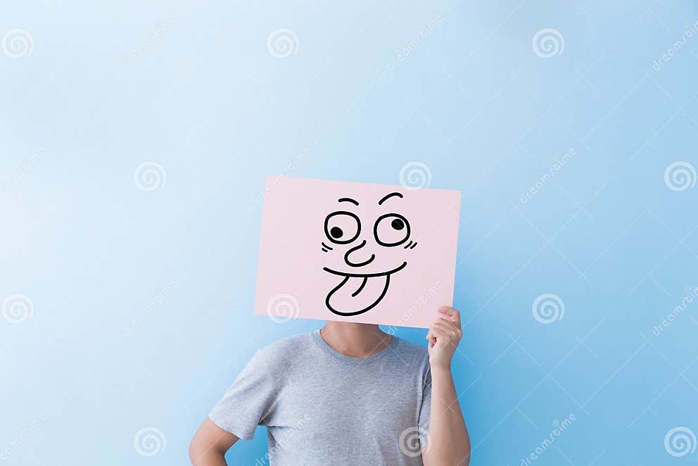 Man Holding Funny Expression Billboard Stock Image - Image of ...