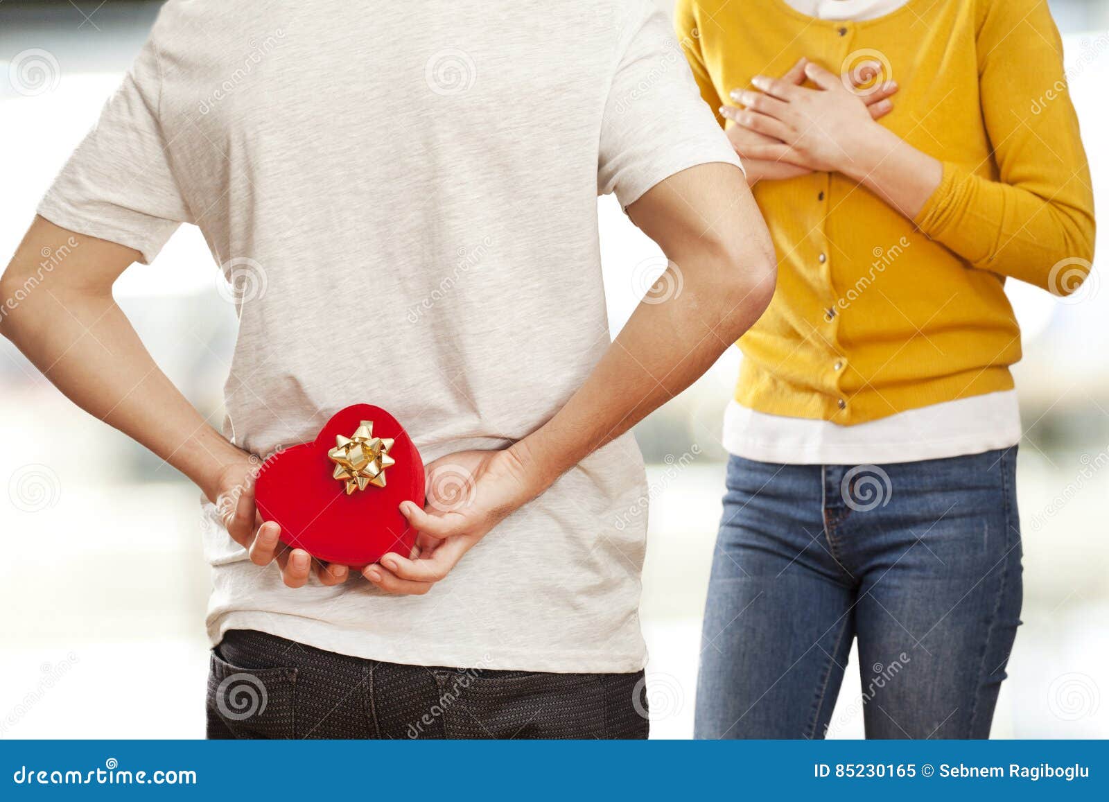 Man Holding Gift Box Behind His Back Stock Image - Image of gift ...