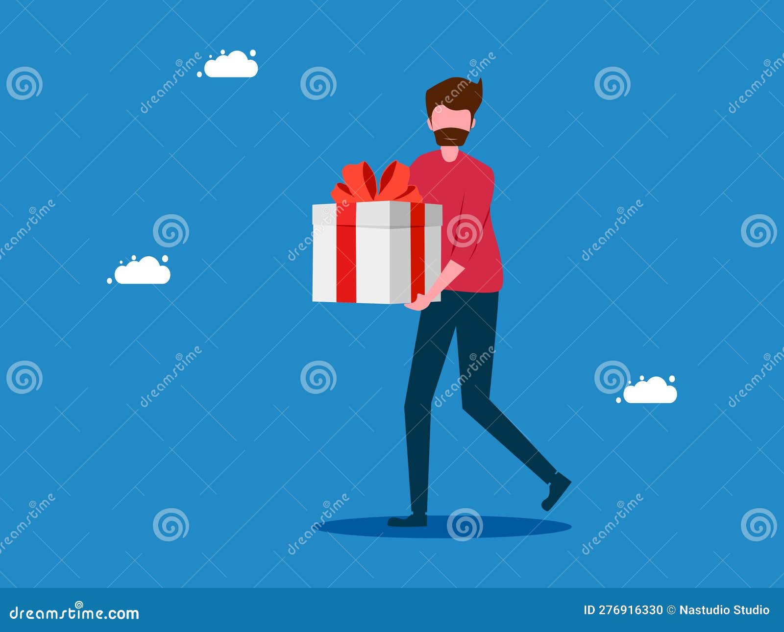 Man Holding a Gift Box. the Concept of Rewards at Work Stock Vector ...