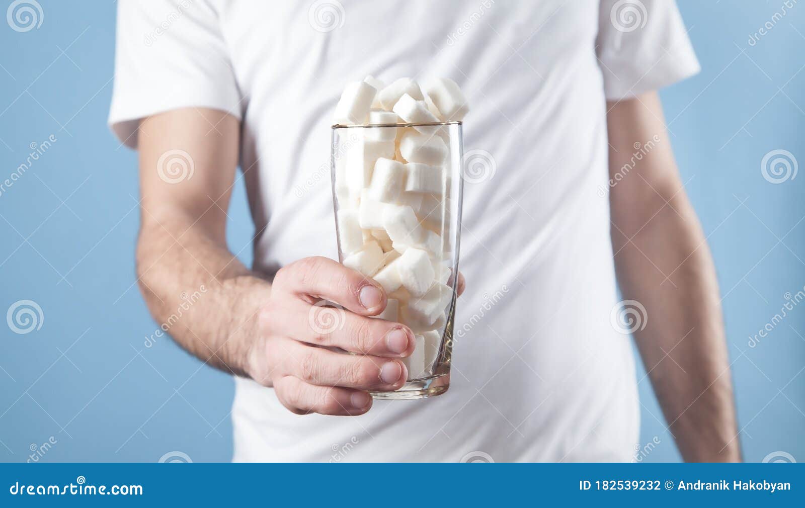 Man Holding a Glass with a Sugar Cubes Stock Photo - Image of health ...