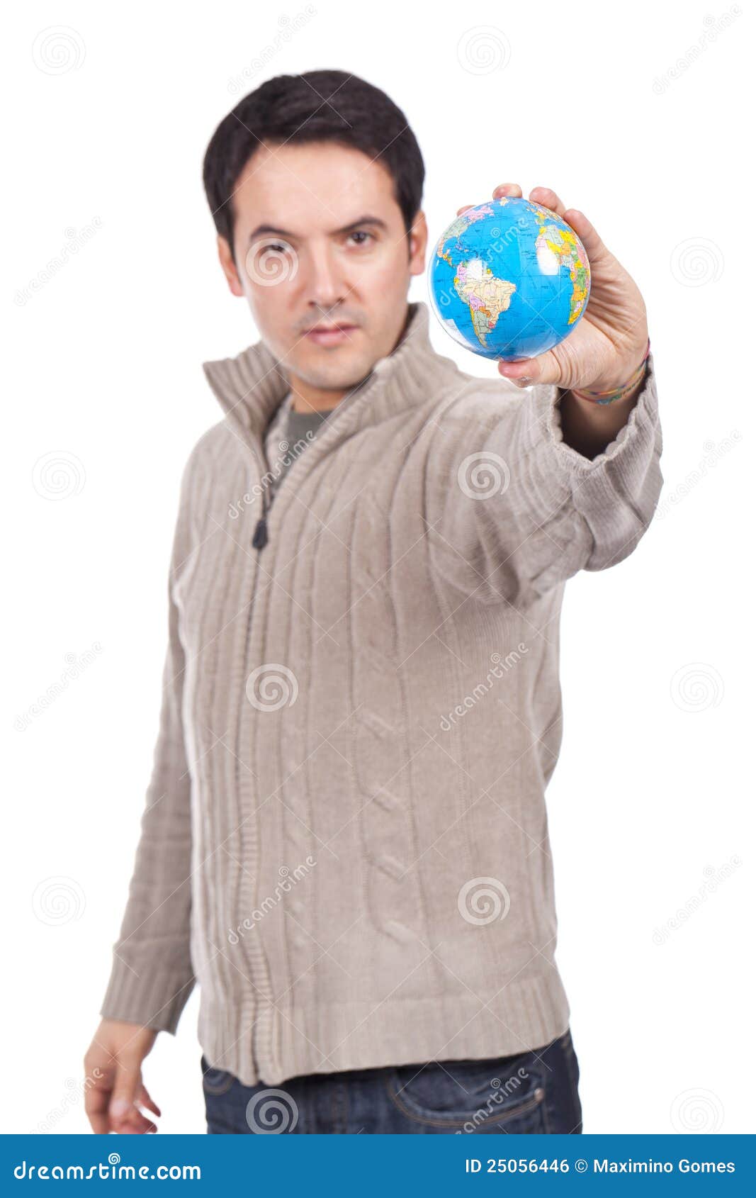 Man holding a globe stock photo. Image of looking, earth - 25056446