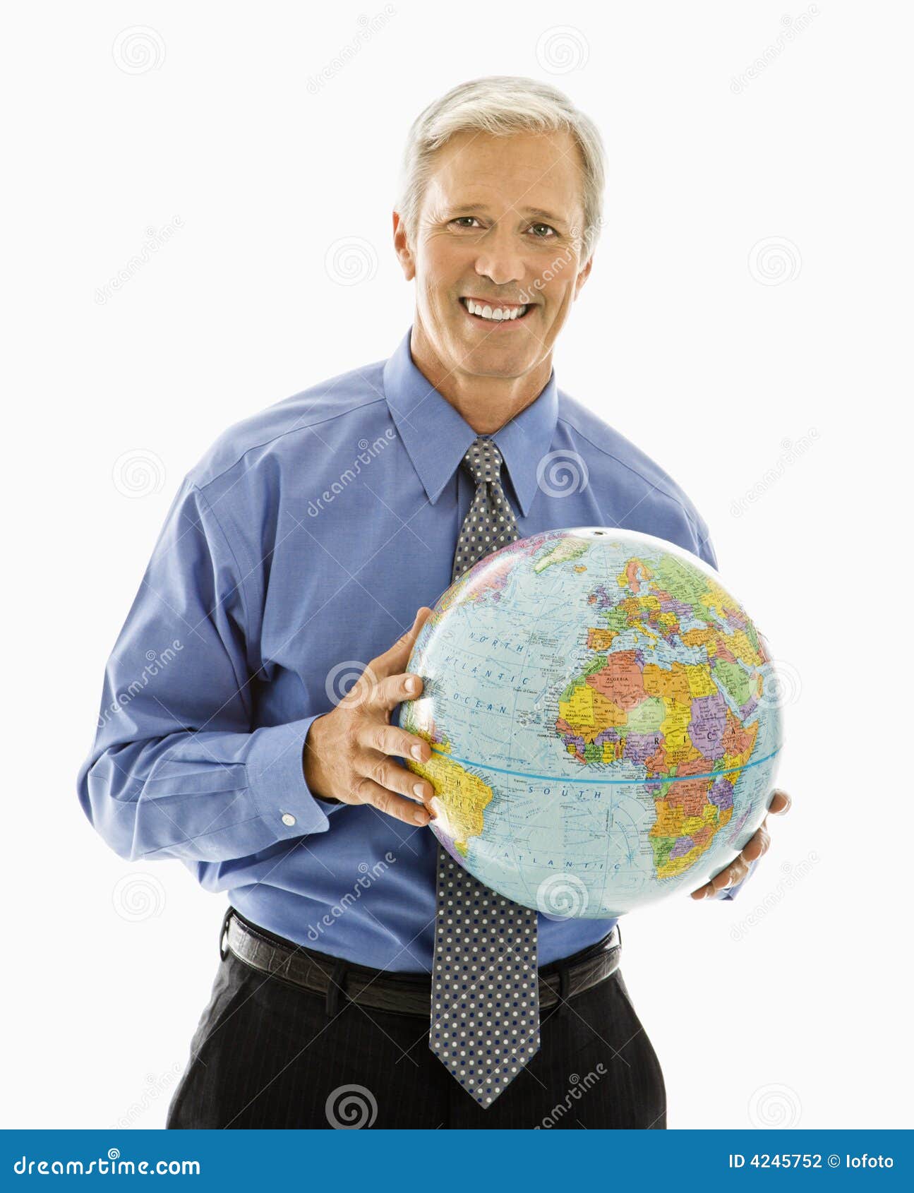 Man holding globe. stock photo. Image of expression, aged - 4245752
