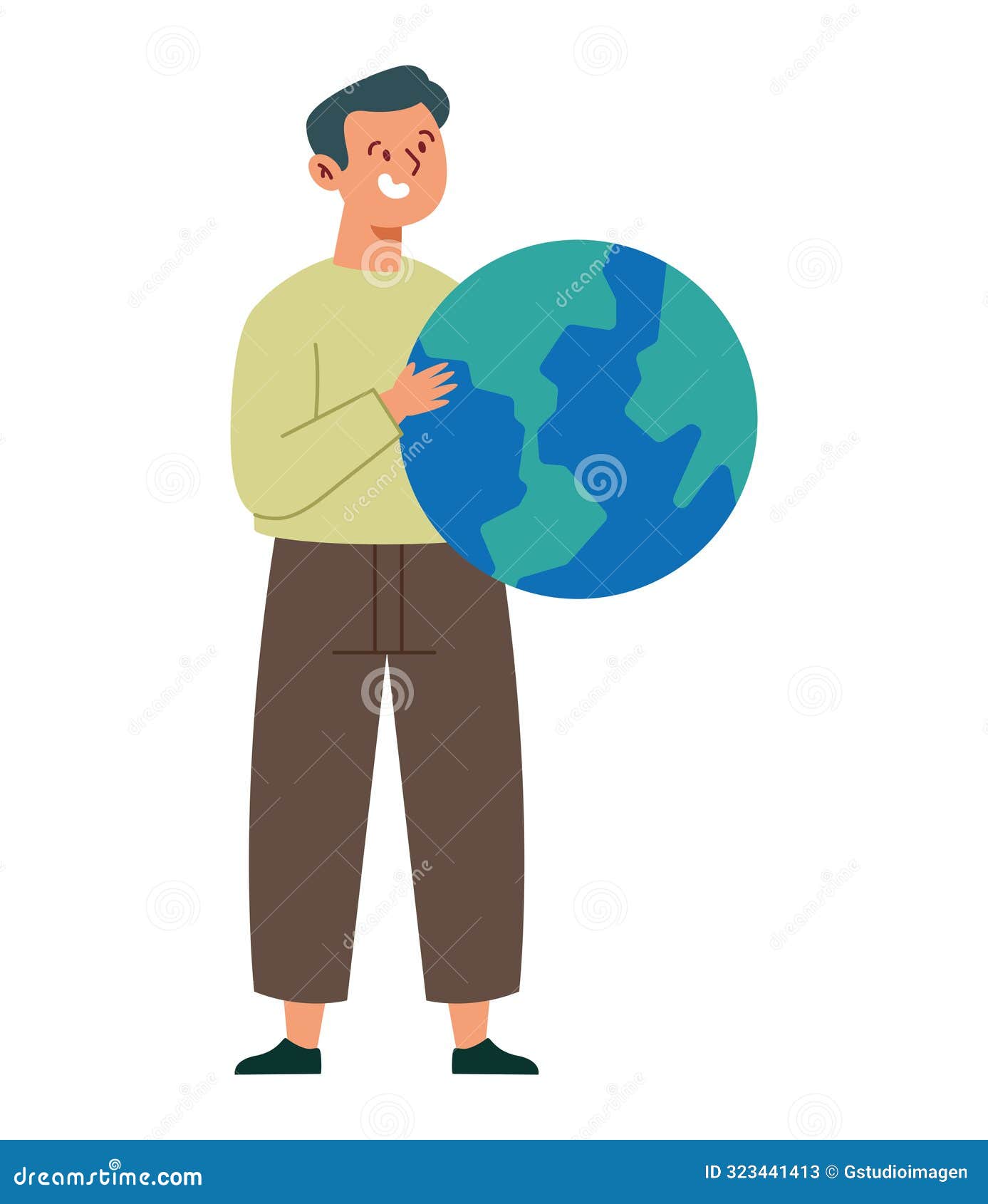 Man holding globe map stock vector. Illustration of planet - 323441413