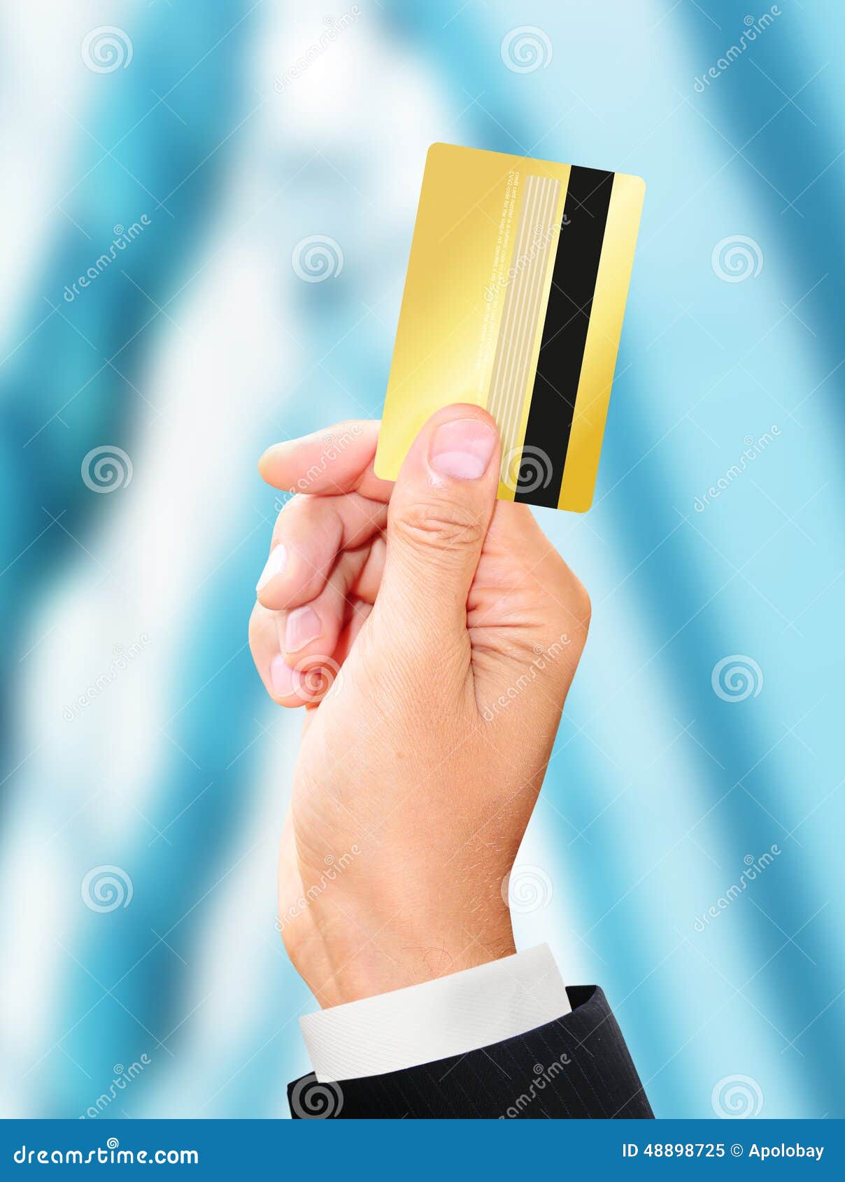 Man Holding a Gold Credit Card Stock Image - Image of dollar, entry ...