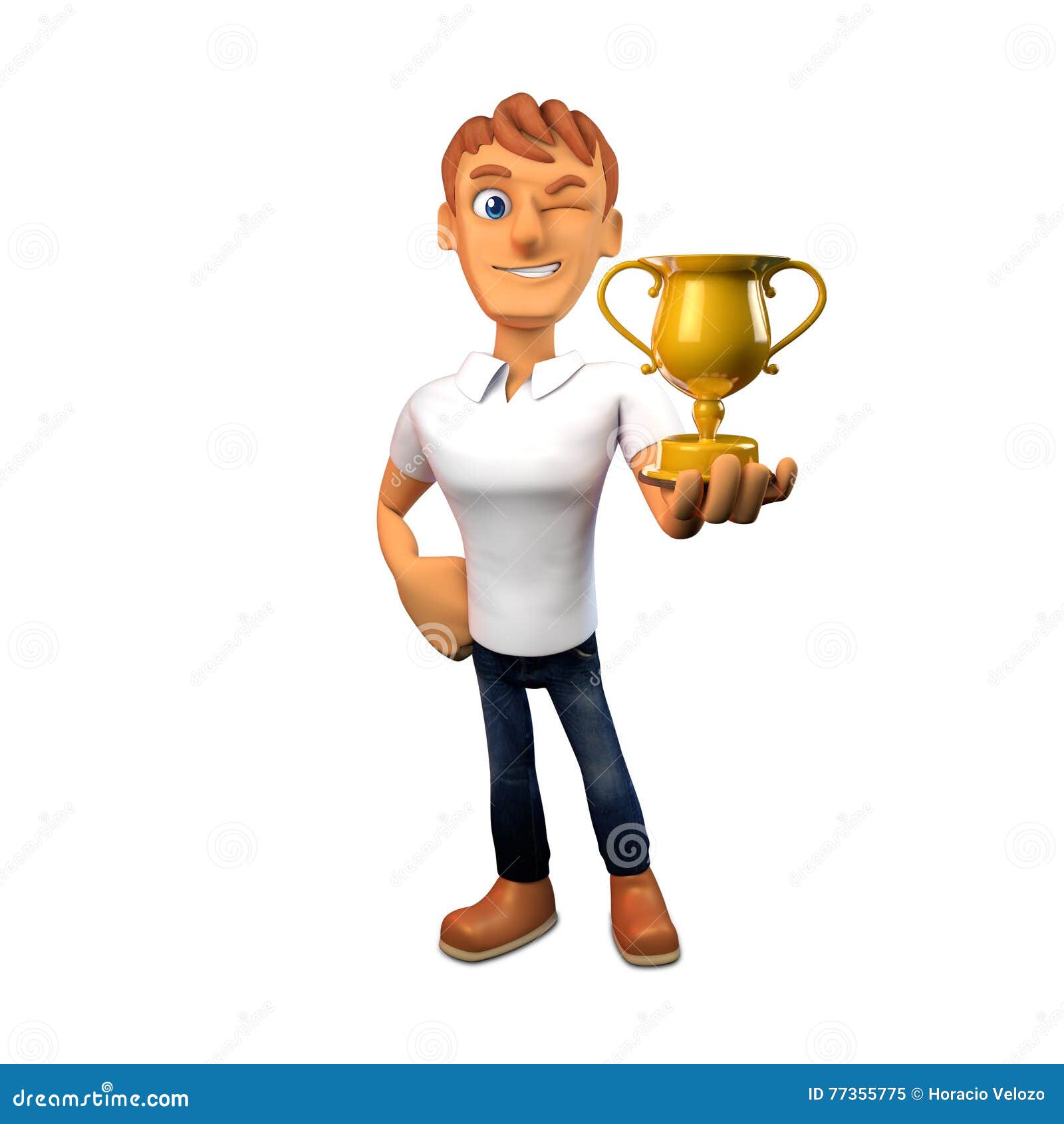 Man holding golden trophy stock illustration. Illustration of award ...