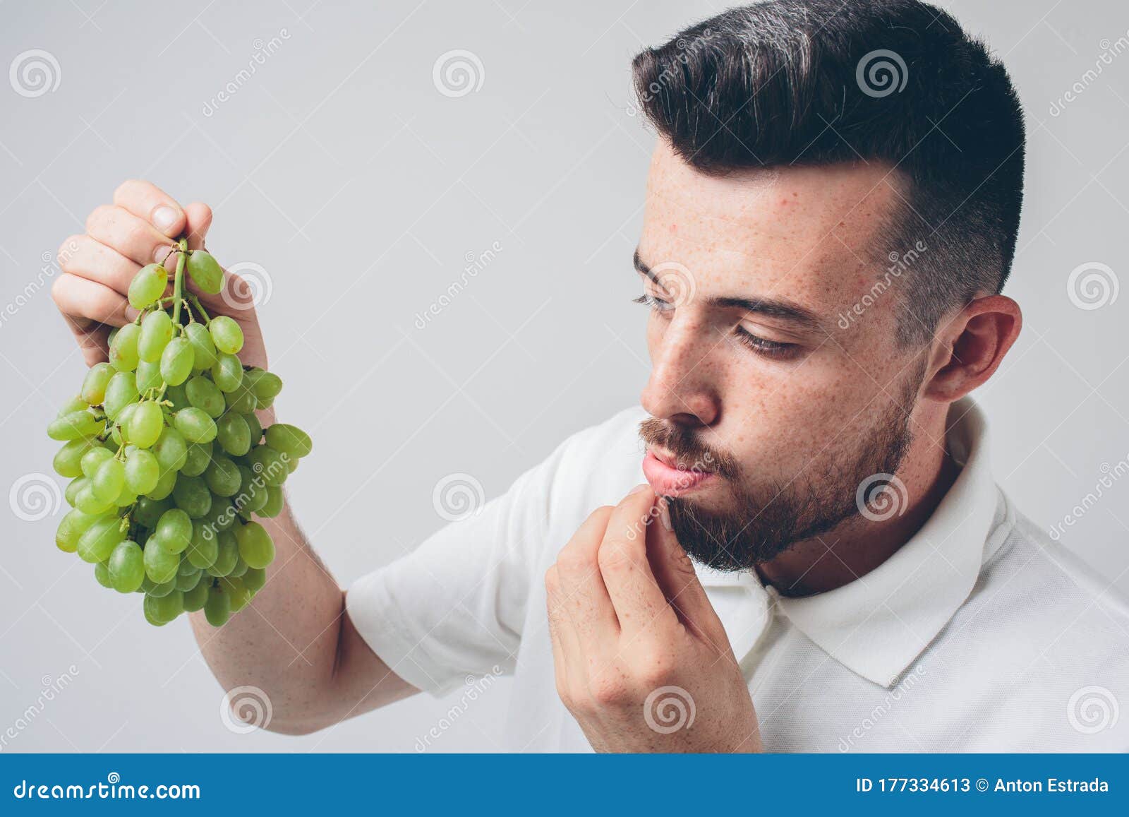 Man Holding Grape, Close Up. Concept Stock Image - Image of green ...
