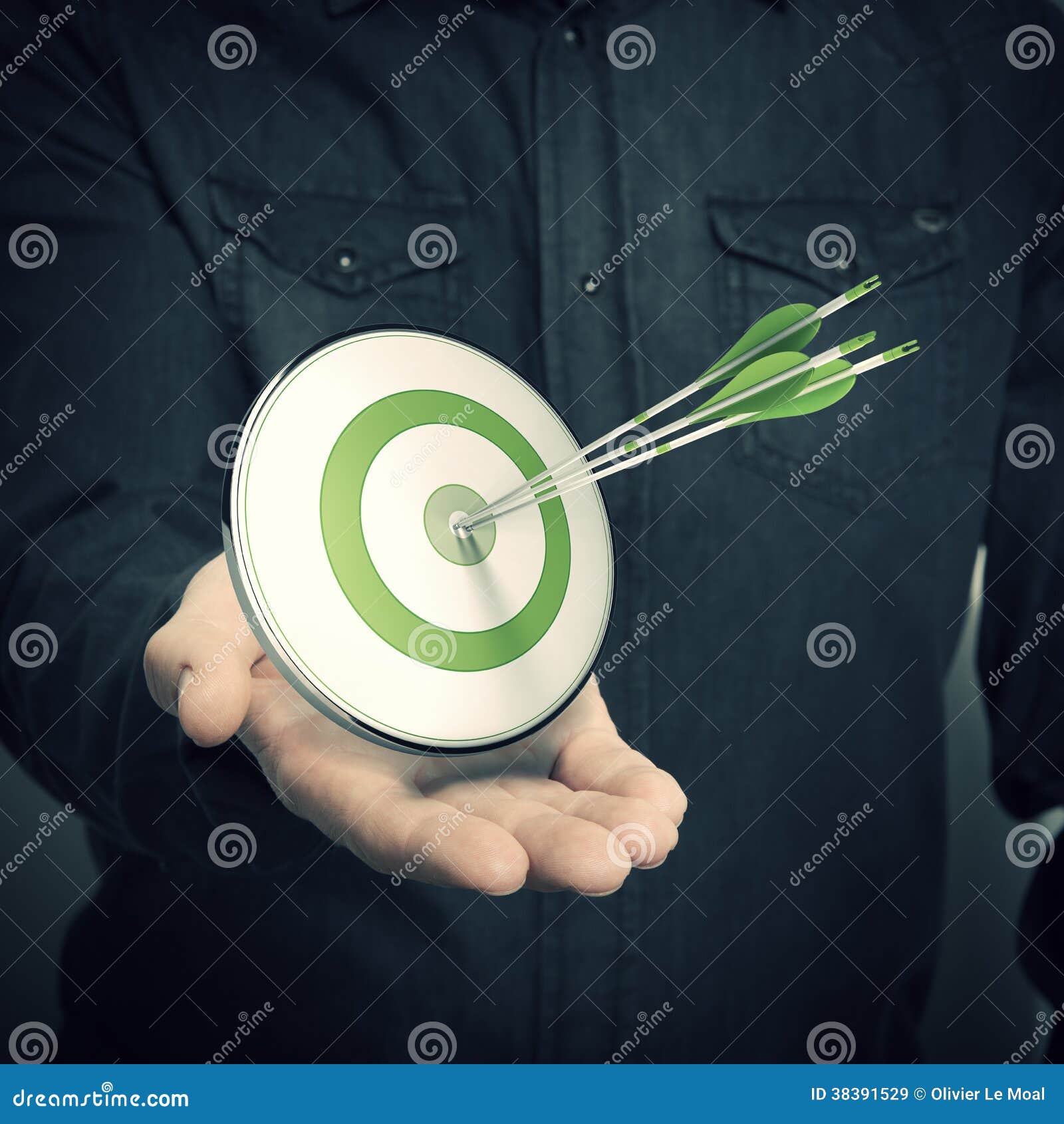 Man Holding Green Target - Marketing Solutions Concept Stock ...