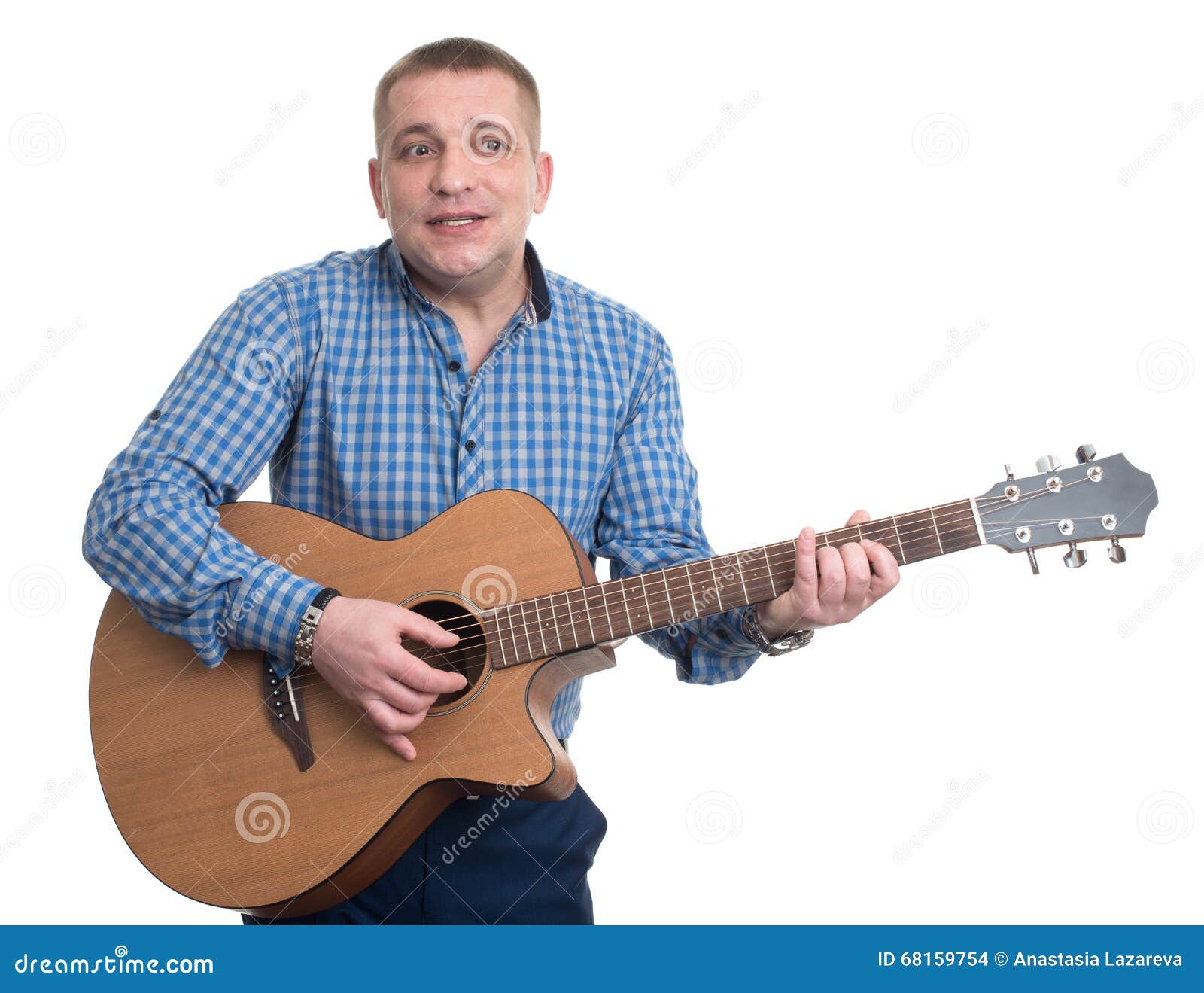 Man Holding a Guitar and Singing Stock Photo - Image of leisure ...