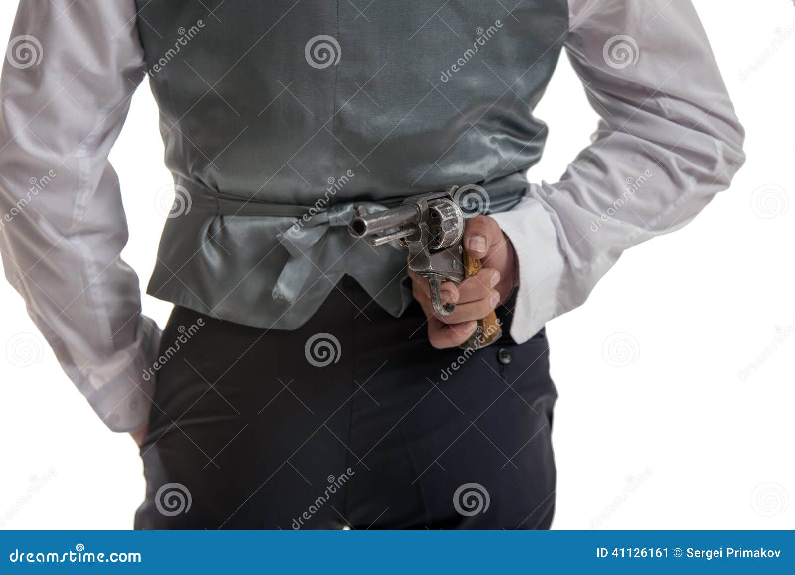 Man Holding a Gun Behind His Back Stock Image - Image of artistic ...