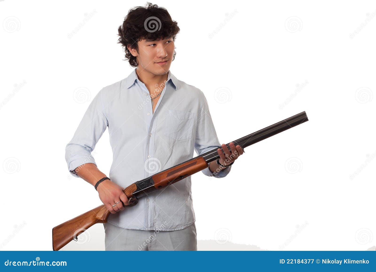 Man Holding Gun On A White Bg Royalty Free Stock Photography - Image ...