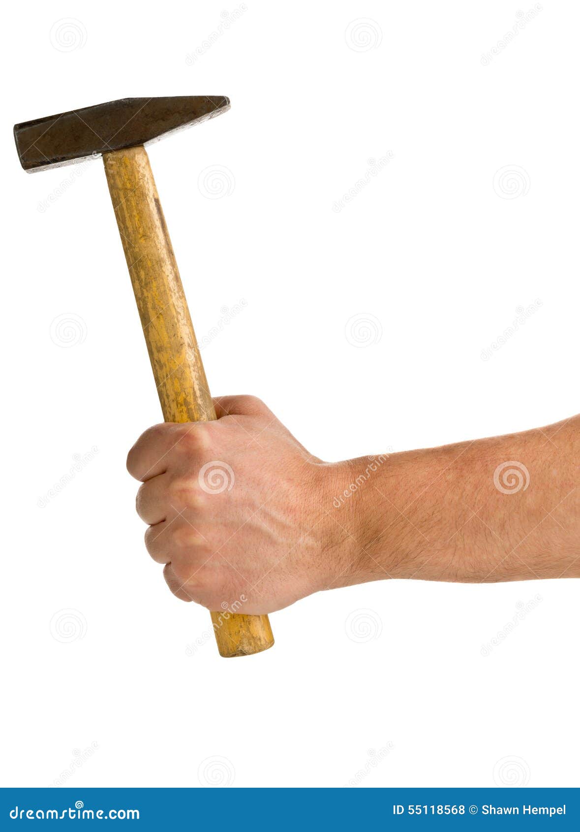 Man Holding Hammer Isolated on White Stock Photo - Image of home ...