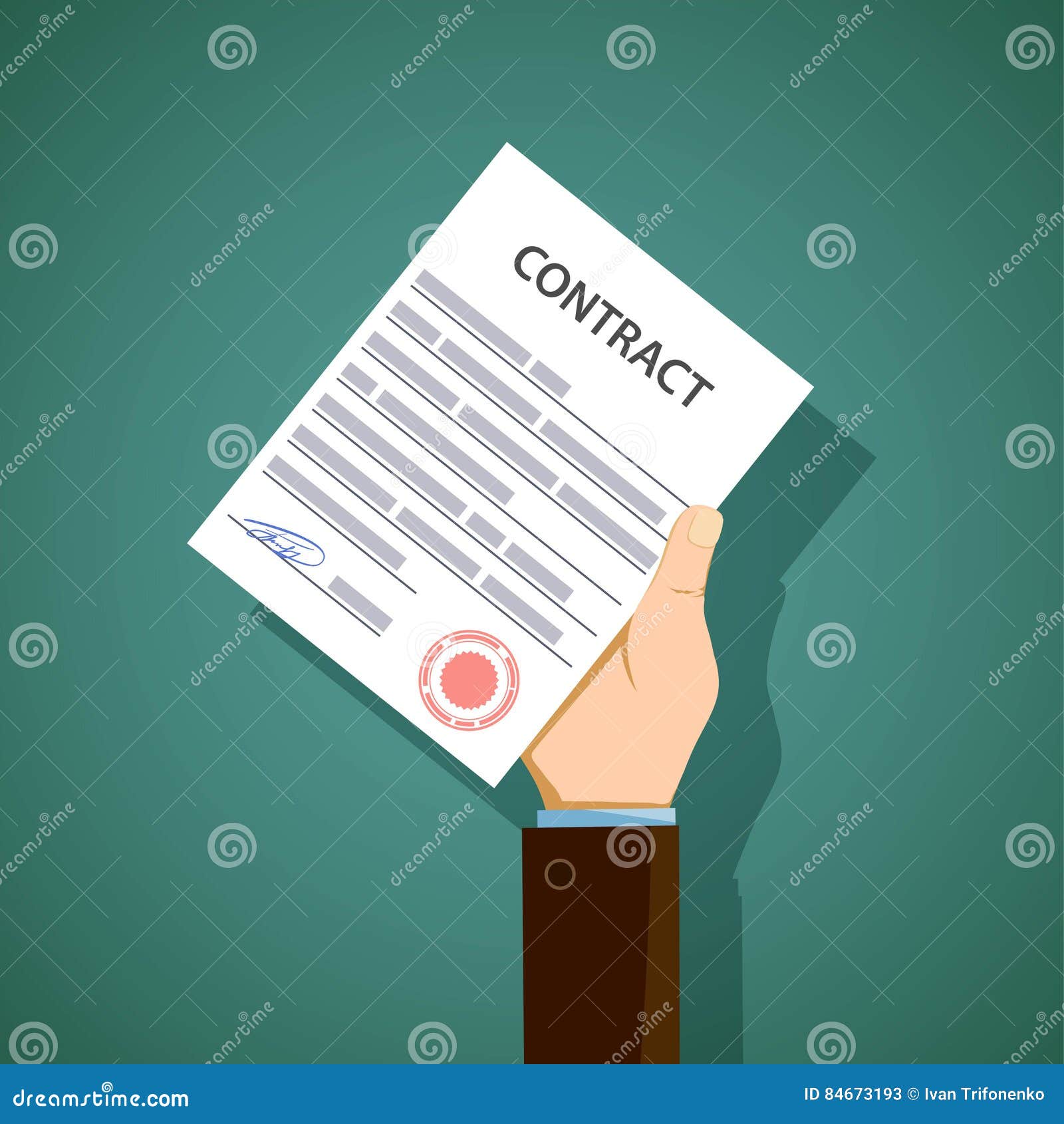 Man Holding in Hand a Document Contract. Stock Illustrati Stock Vector ...