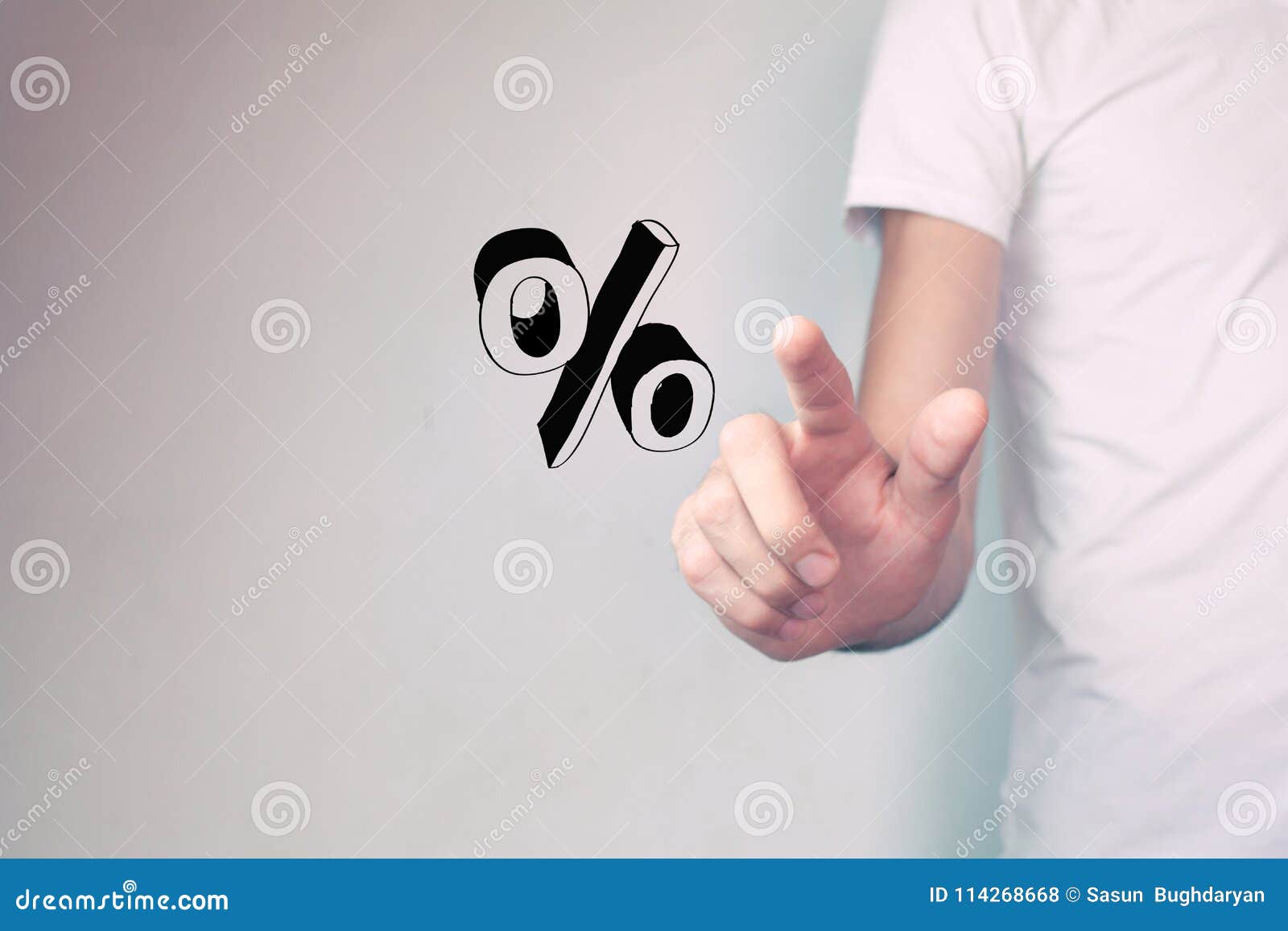 Man Holding Hand on the Percent Sign Stock Photo - Image of hand, price ...