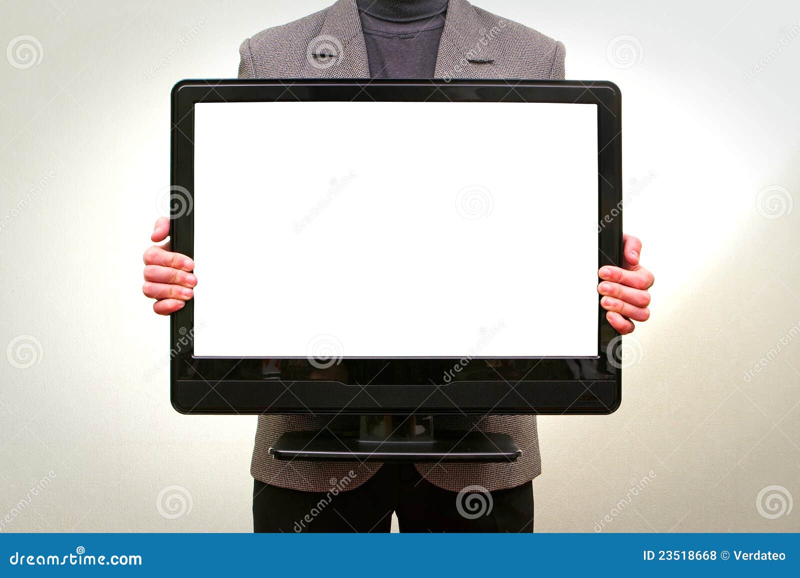 Man Holding in Hands Lcd Tv Stock Photo - Image of display, white: 23518668