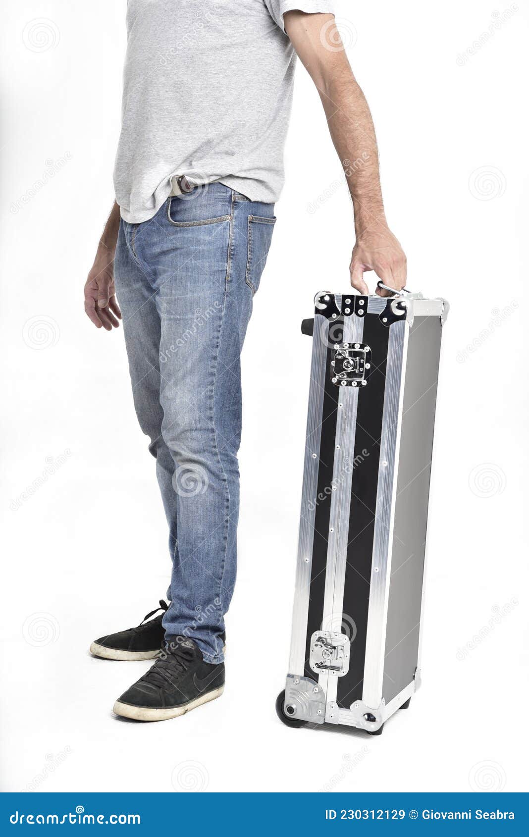 Man Holding Hard Case, Typical for Instruments, Equipment and Tools ...