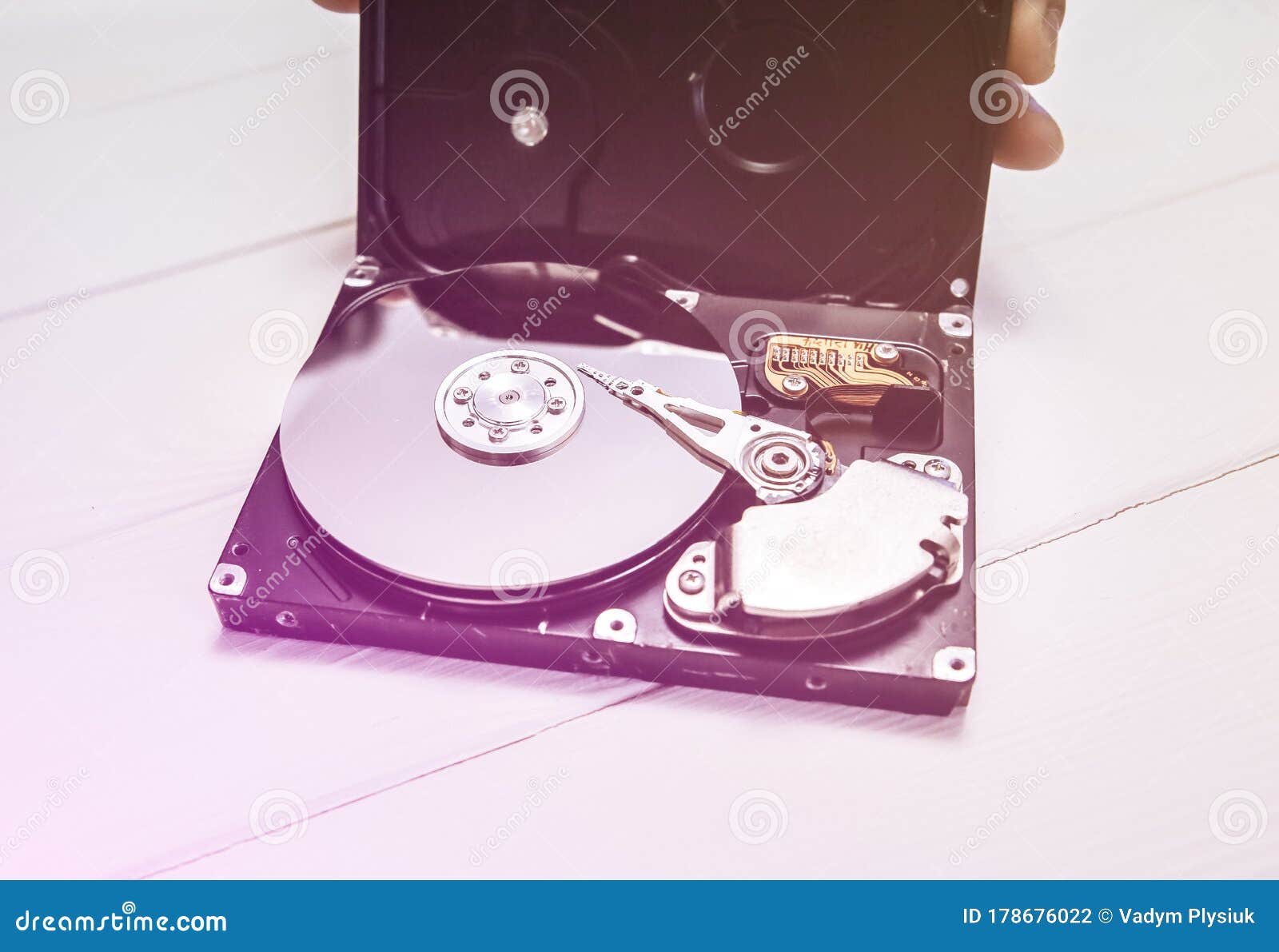 Man Holding the Hard Disk. Inside Details of the Old Personal Computer ...