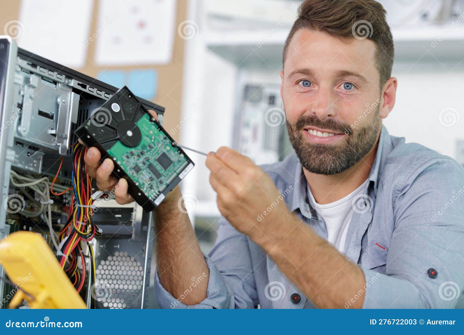 Man holding hard drive stock image. Image of point, background - 276722003