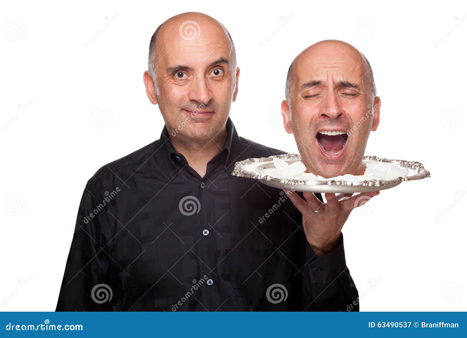 Man Holding a Head on a Platter Stock Image - Image of severed, main ...