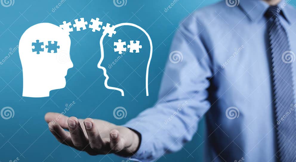 Man Holding Heads with Puzzle Pieces. Problem Solving Concept Stock ...