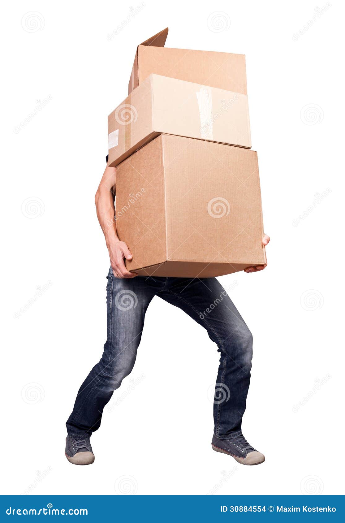 Man Holding Heavy Card Boxes Stock Photo - Image of transportation ...