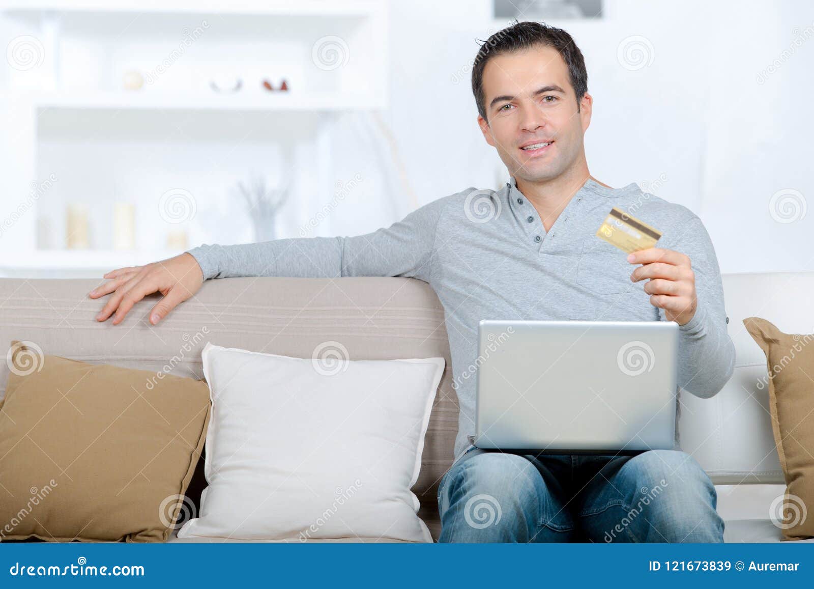 Man holding his card stock image. Image of paying, creditcard - 121673839