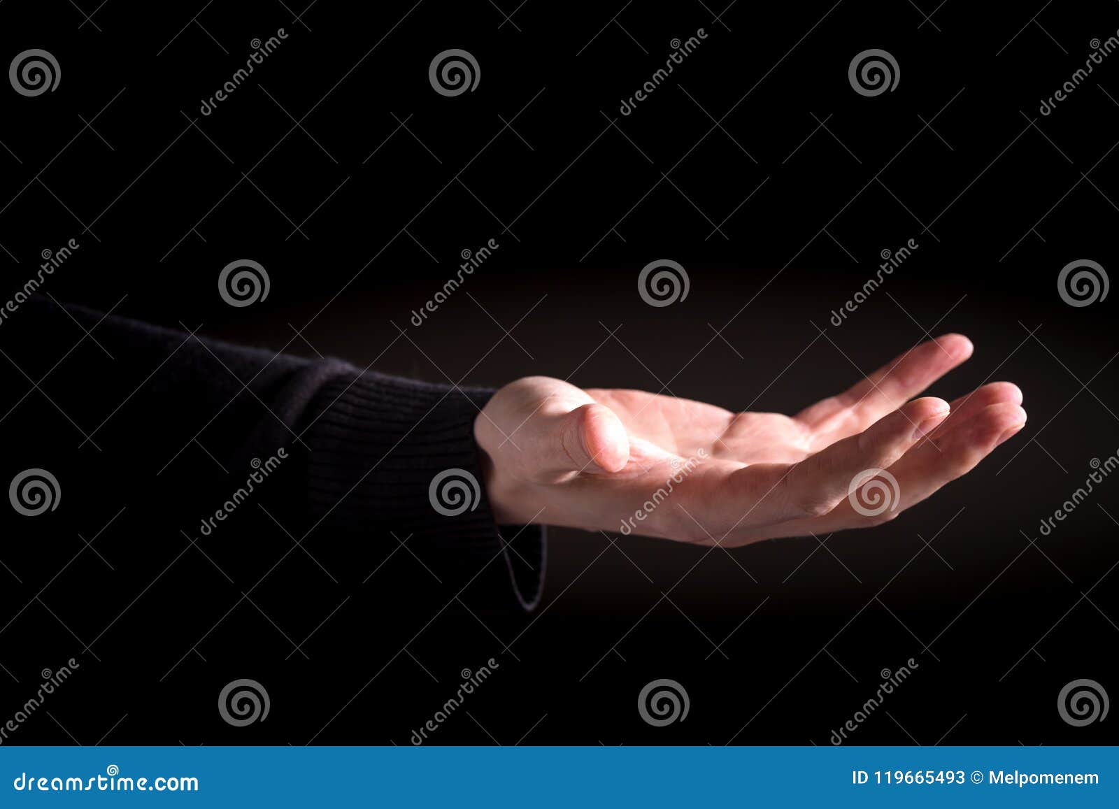 Man Holding His Hand and Showing Something Stock Image - Image of blank ...