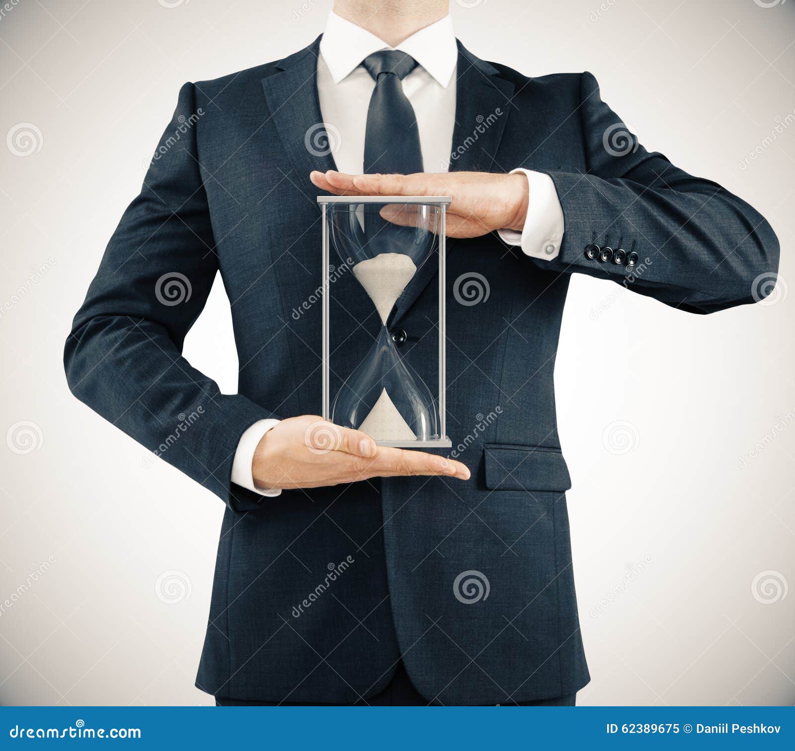 Man Holding Hourglass, Time Concept Stock Illustration - Illustration ...