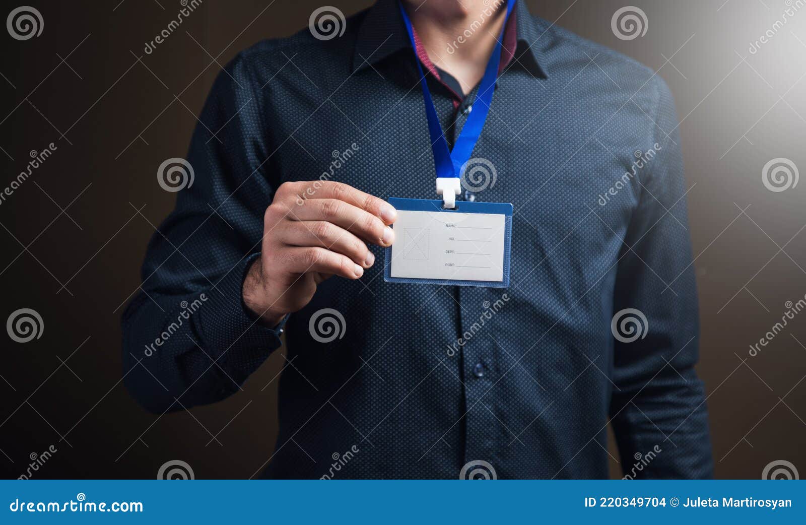 Man holding id tag stock photo. Image of business, identification ...