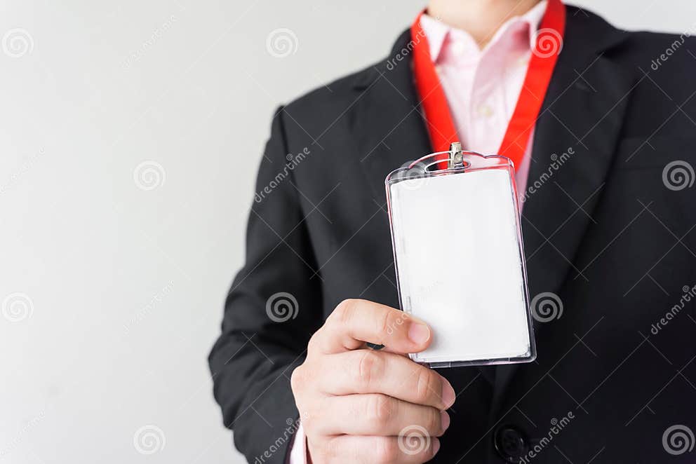 Man Holding Identification Card. Stock Image - Image of office, card ...
