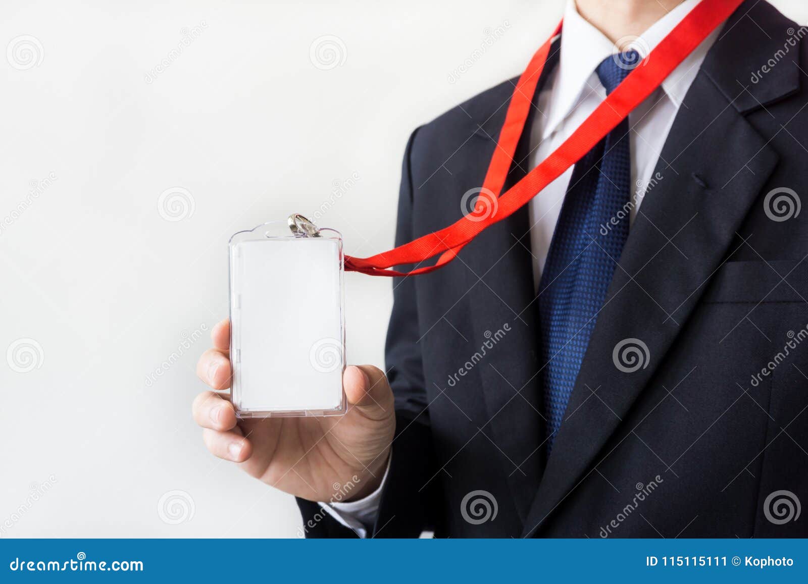 Man Holding Identification Card. Stock Image - Image of badge, hanging ...