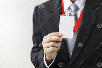 Man Holding Identification Card. Stock Photo - Image of identify ...