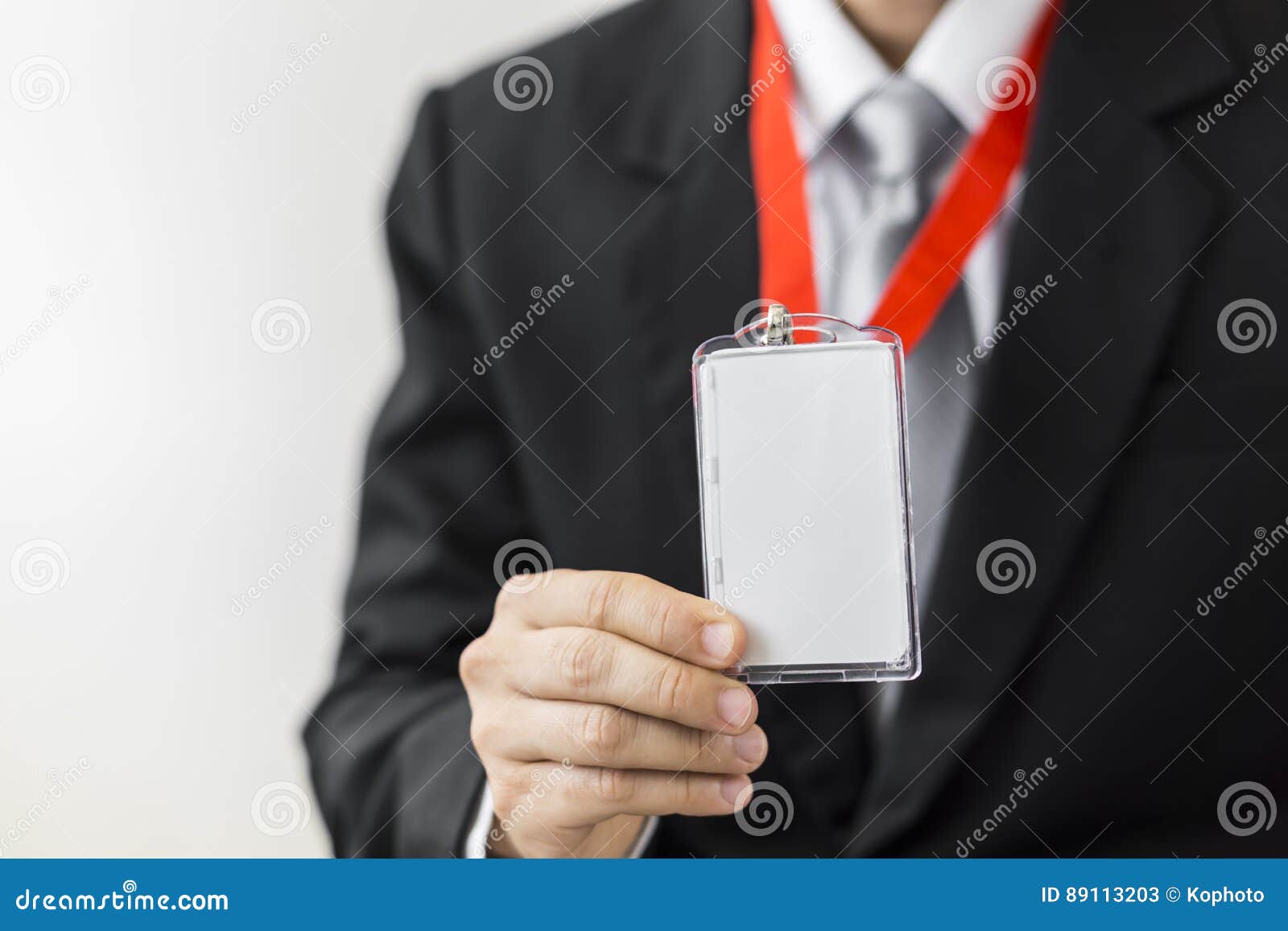 Man Holding Identification Card. Stock Image - Image of lanyard, name ...