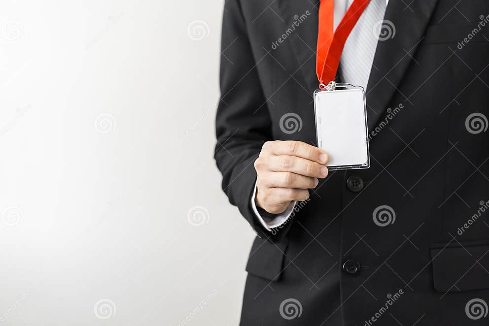 Man Holding Identification Card. Stock Image - Image of office, guard ...
