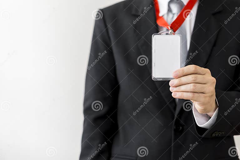 Man Holding Identification Card. Stock Image - Image of cardholder ...
