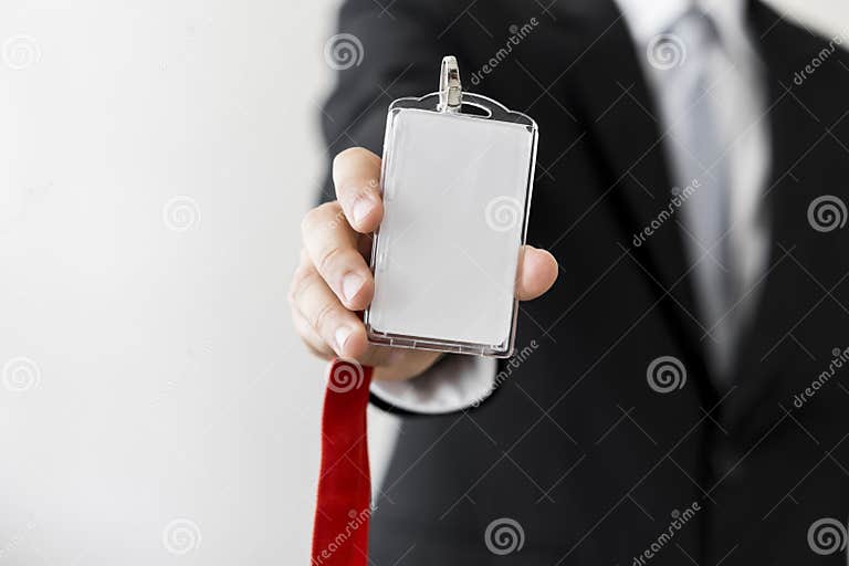 Man Holding Identification Card. Stock Image - Image of elements ...