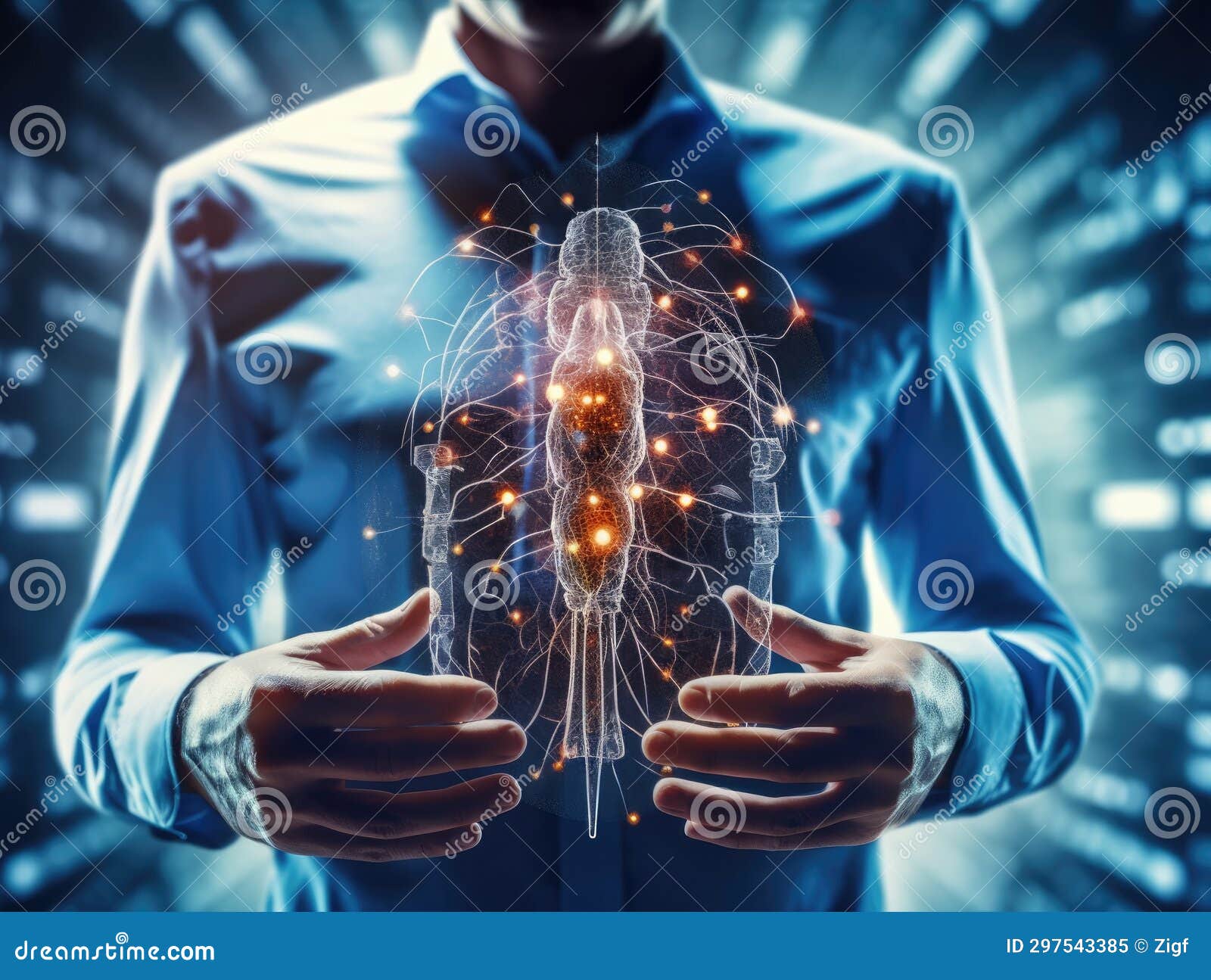 Man Holding an Image of Human Brain in His Hands Stock Illustration ...
