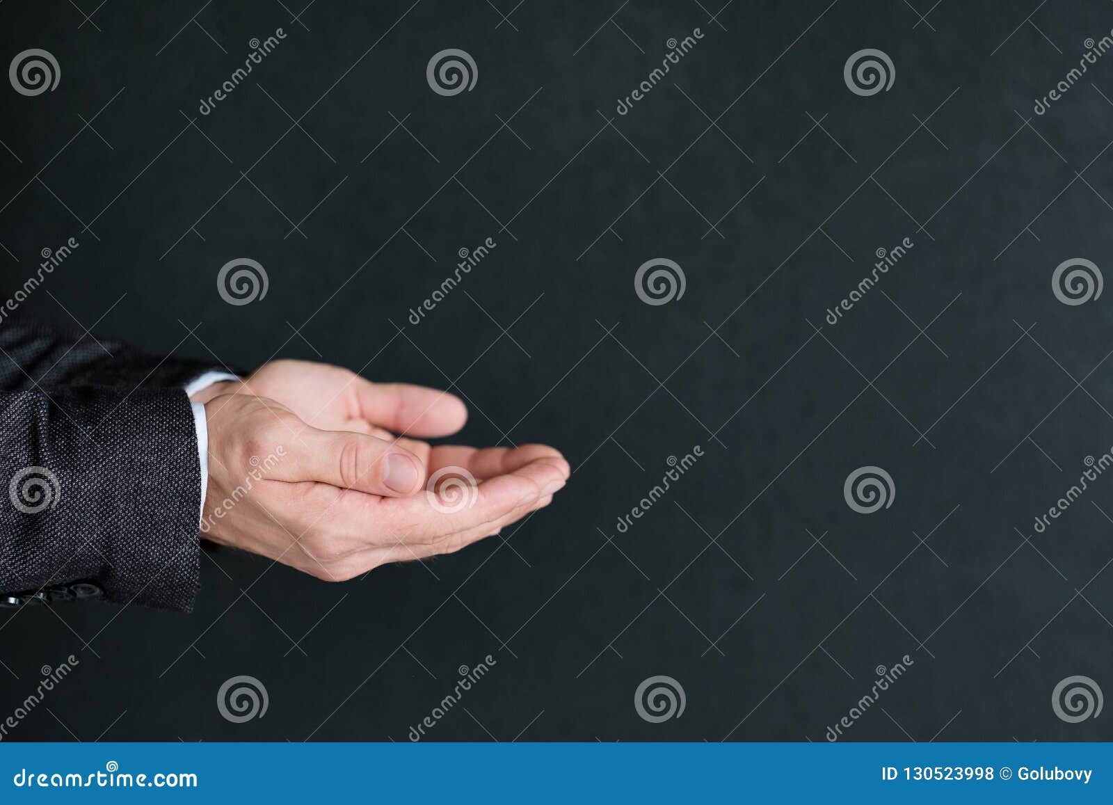 Man Holding Invisible Object Hand Palm Advertising Stock Photo - Image ...
