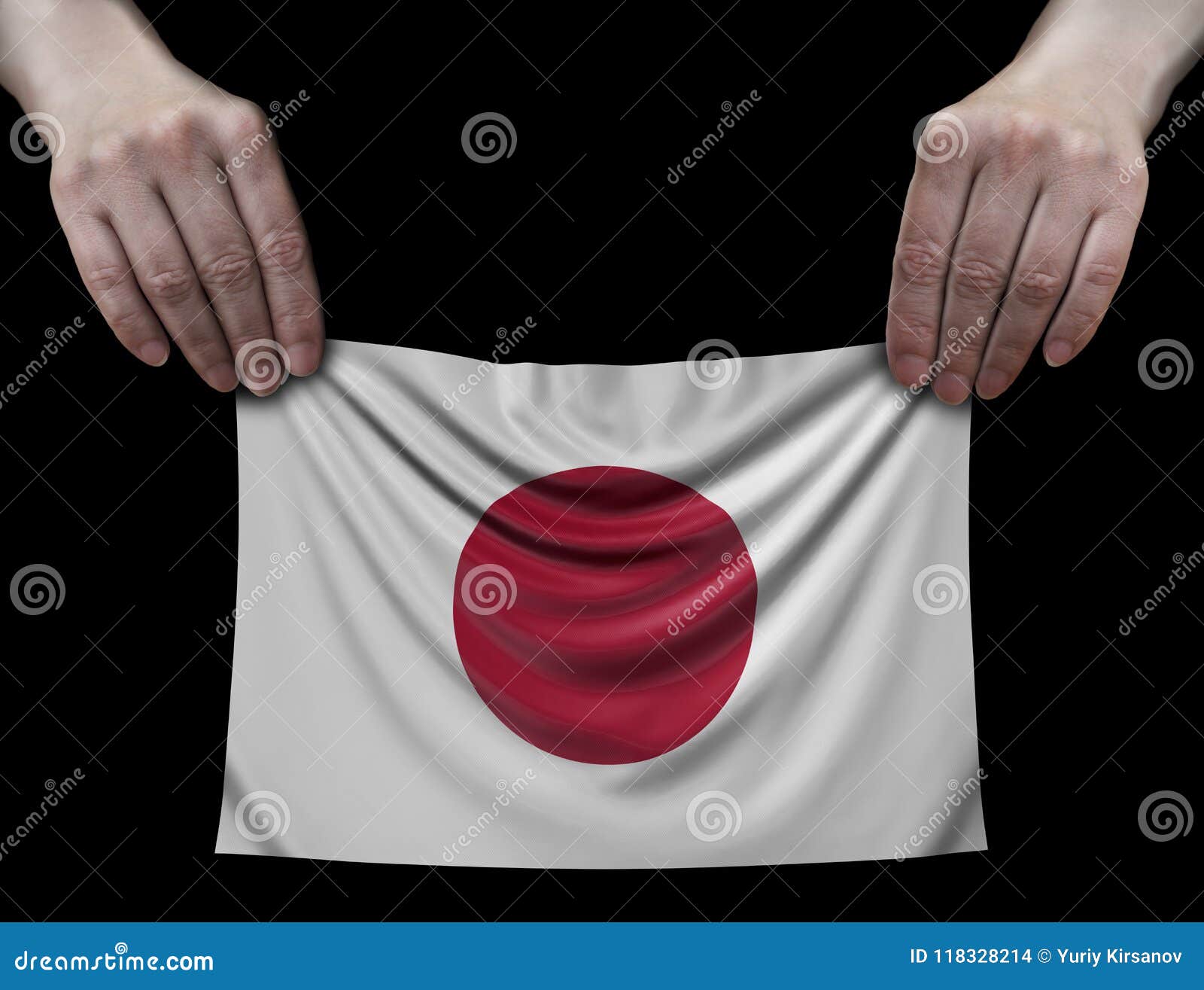Man holding Japanese flag stock illustration. Illustration of body ...