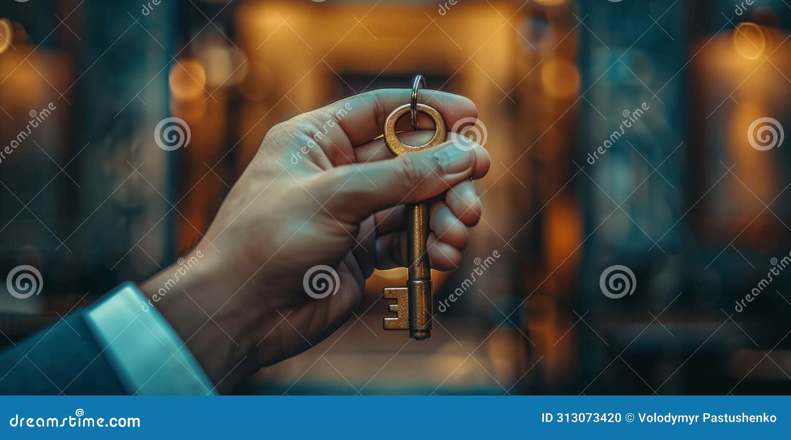 A Man Holding a Key in His Hand Stock Photo - Image of gold, hand ...