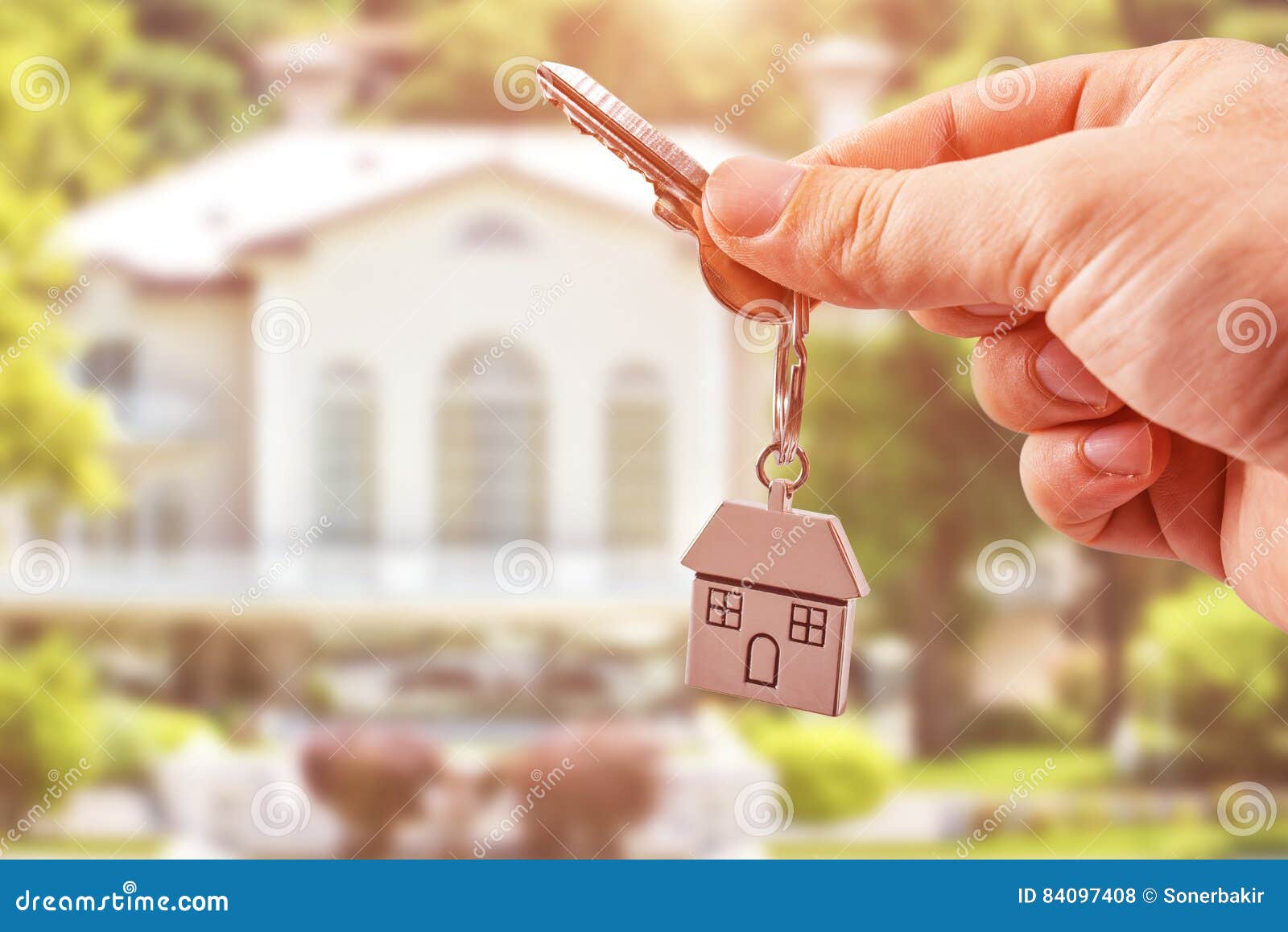 Man Holding Keys on House Shaped Key Stock Photo - Image of mortgage ...