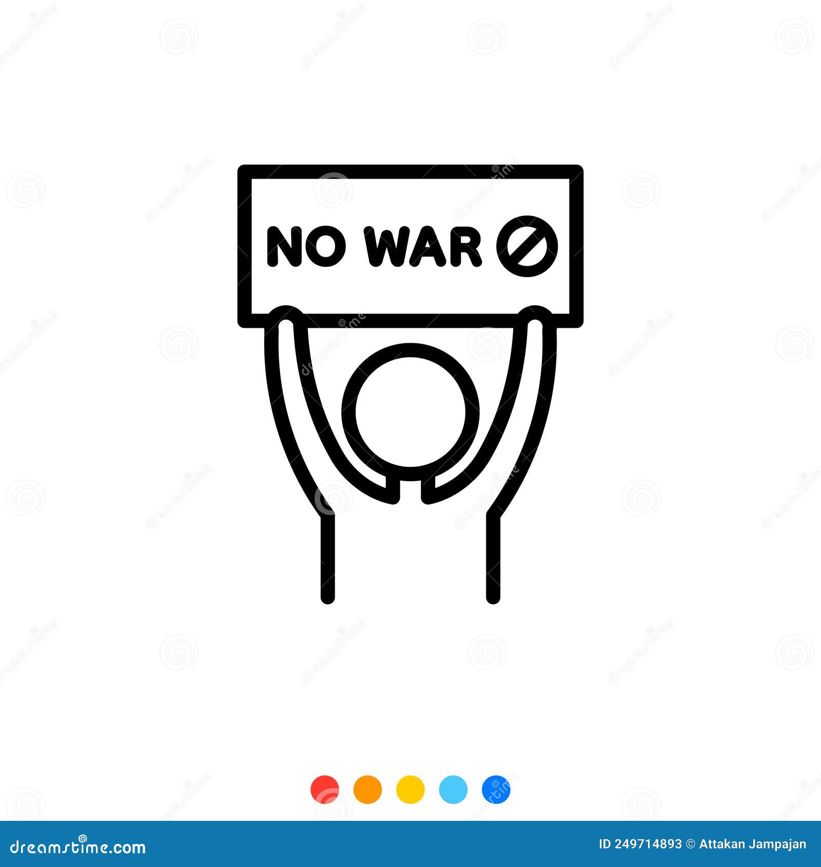 A Man Holding a Label Calling for No War, Vector, Icon, Illustration ...