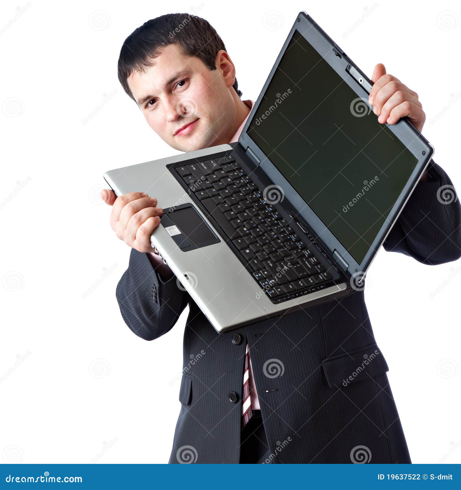 A man is holding a laptop stock photo. Image of computer - 19637522