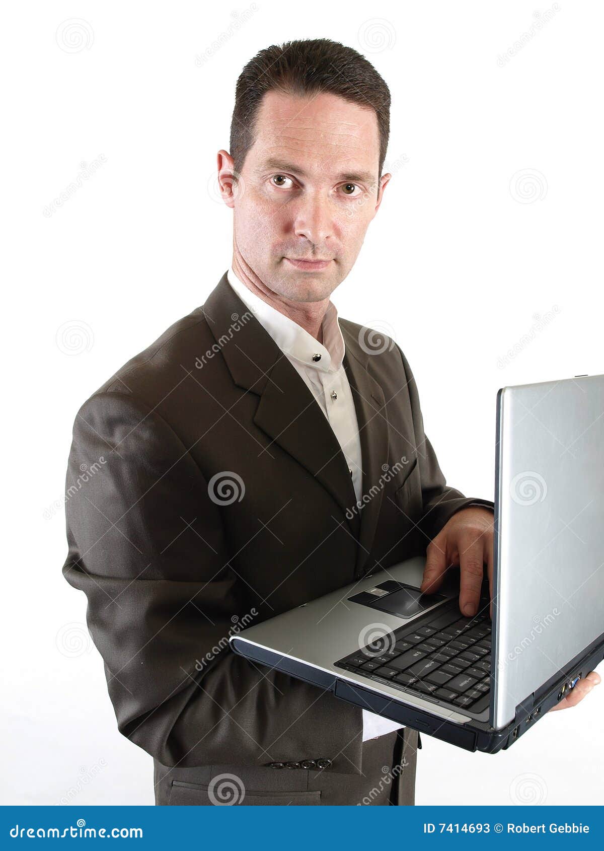 Man Holding Laptop stock image. Image of adult, gentleman - 7414693
