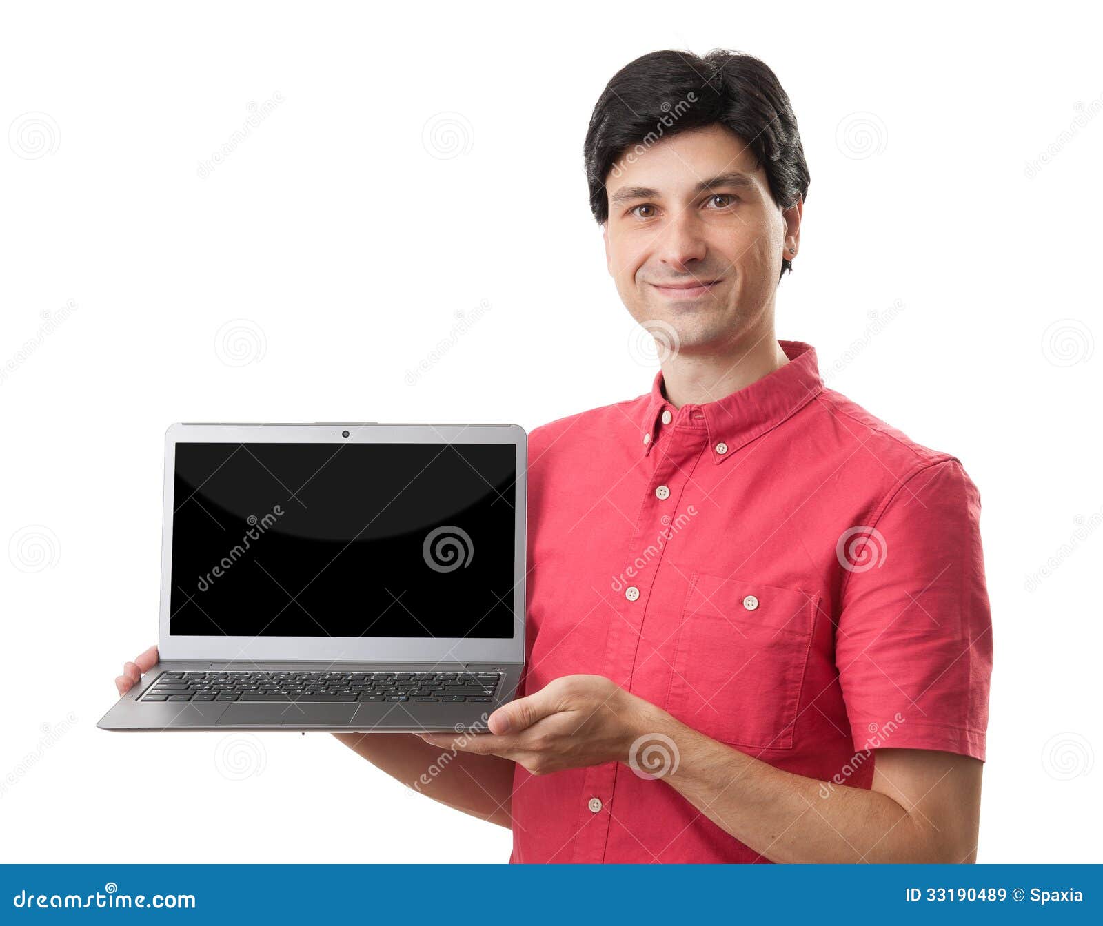 Man Holding Laptop stock image. Image of caucasian, male - 33190489